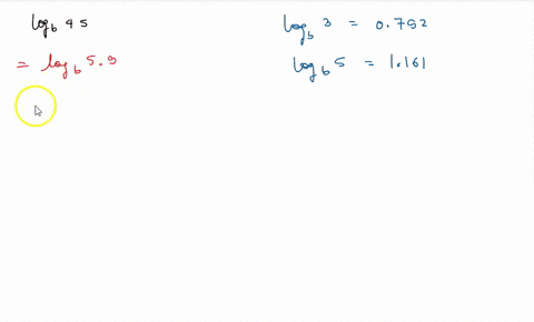 SOLVED:let log3=a and log5=b. Express the given logarithm in terms of a and b. log(√(225))/(45)