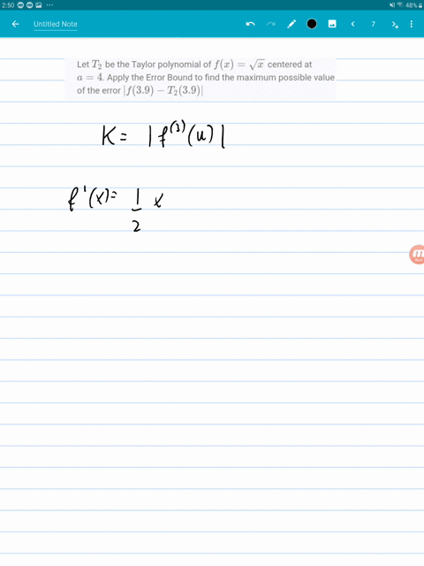 ⏩SOLVED:Let T2 be the Taylor polynomial of f(x)=√(x) centered at… | Numerade