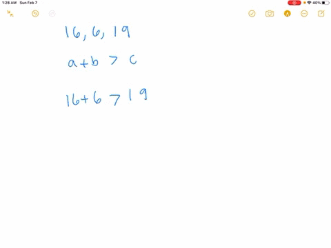 SOLVED:Determine whether the given measures can be the lengths of the ...