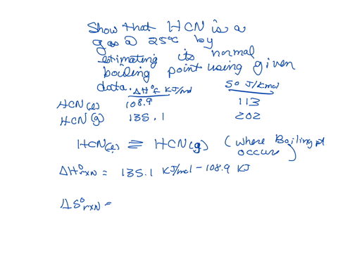 SOLVED:Show that hydrogen cyanide (HCN) is a gas at 25^∘ C by ...