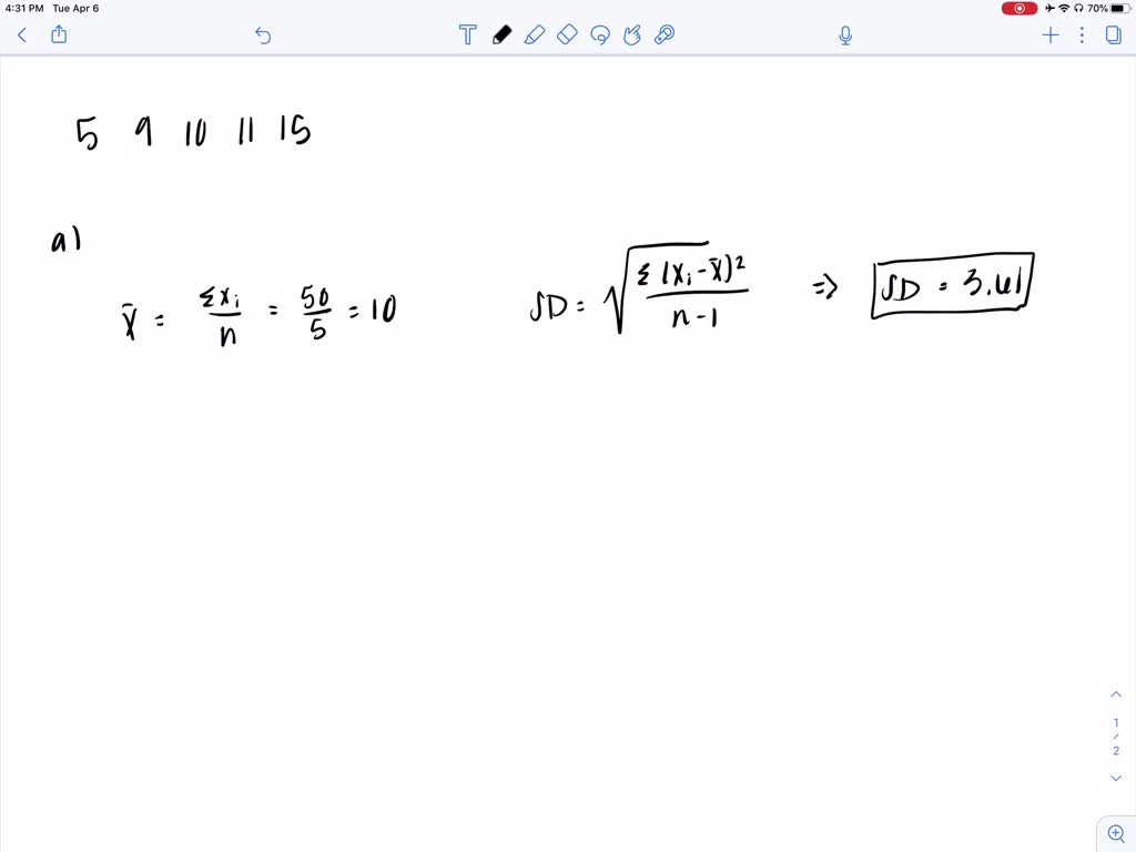 SOLVED:Using Addition In this problem, we explore the effect on the standard deviation of adding ...
