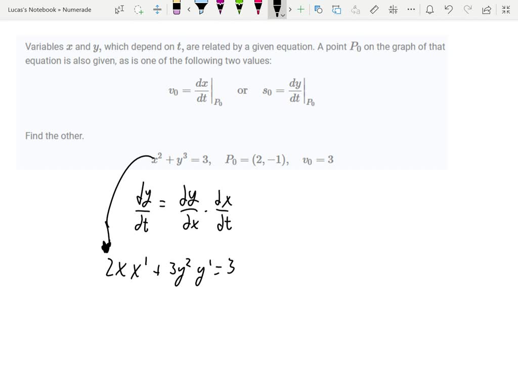 ⏩SOLVED:Variables x and y, which depend on t, are related by a given… | Numerade
