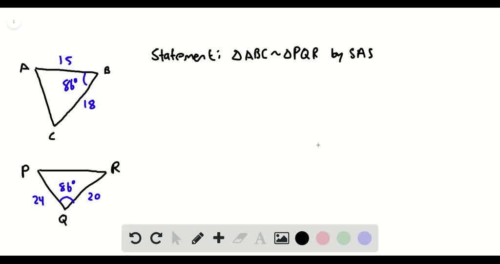 SOLVED:Describe and correct the error in writing a similarity statement ...