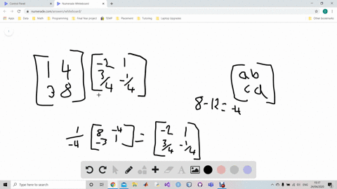 SOLVED:Find the inverse of each matrix A if possible. Check that A A^-1 ...