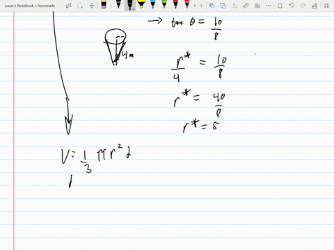SOLVED: (Conical tank) A water tank is in the shape of an inverted ...