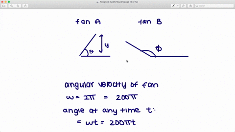 Two Fans Electric fans A and B have radius 1 ft and, when switched on ...