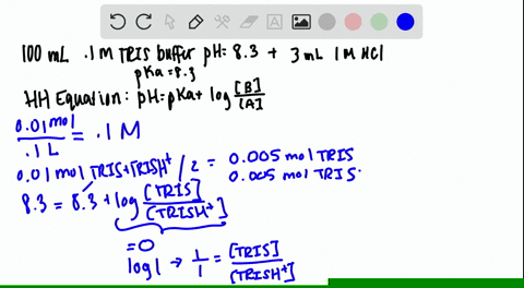 SOLVED:The Tris base has a p KA of 8.3 . What is the pH change for 1 L of a 50 mM Tris buffer at ...