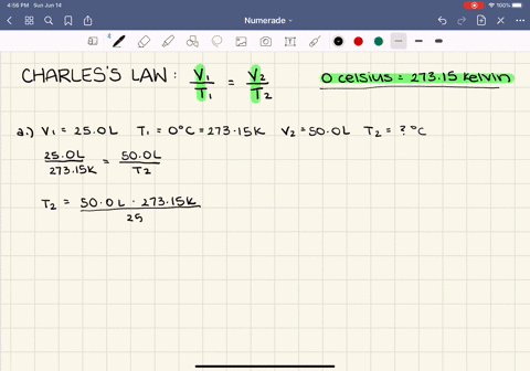 SOLVED:For each of the following sets of volume and temperature data, calculate the missing ...
