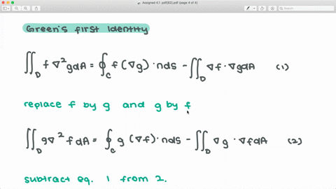 SOLVED:Use Green's Theorem in the form of Equation 13 to prove Green's ...