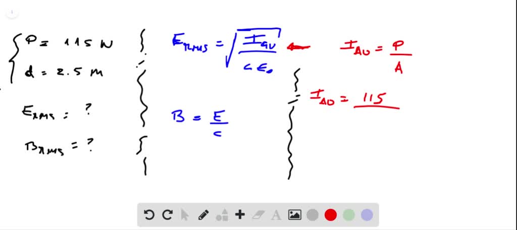 SOLVED:∙Find the rms electric and magnetic fields at a point 2.50 m ...
