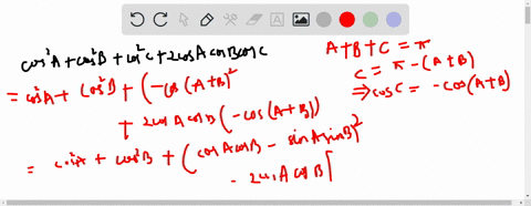 SOLVED:If A, B, C are the angles of a triangle, then prove that cosA+cosB+cosC=1+(r)/(R), where ...