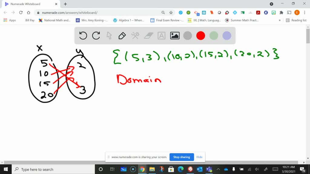 Solved A Write The Relation As A Set Of Ordered Pairs B Determine The Domain And Range