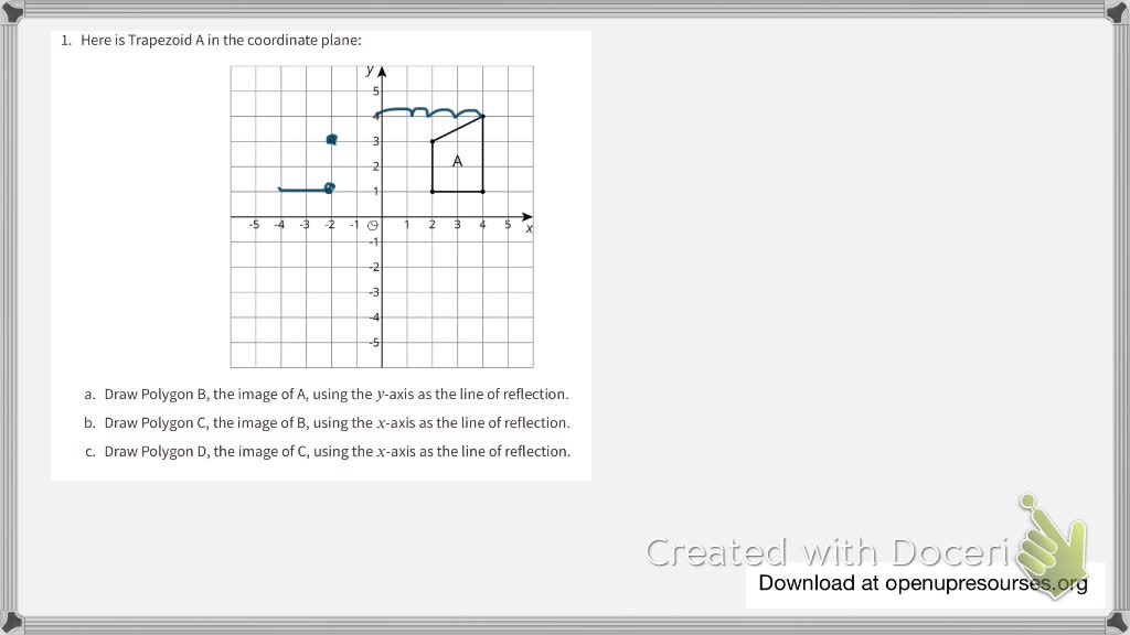 SOLVED:Here is Trapezoid A in the coordinate plane: a. Draw Polygon B, the image of A, using the ...
