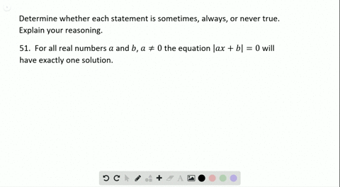SOLVED:Determine whether each statement is sometimes, always, or never ...