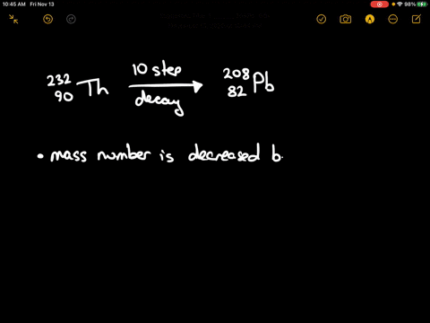 SOLVED:Thorium-232 decays by a 10 -step series, ultimately yielding ...
