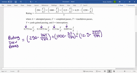SOLVED:The current system of rating passers in the National Football ...