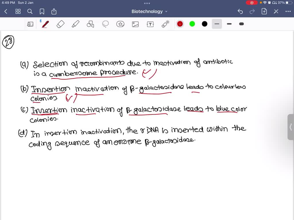 SOLVED:Select the incorrect statement. (a) Selection of recombinants ...