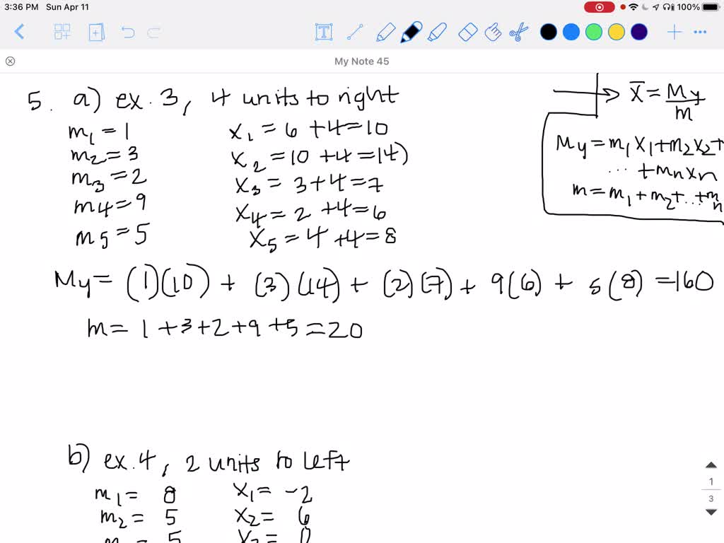 SOLVED:(a) Translate each point mass in Exercise 3 to the right four ...