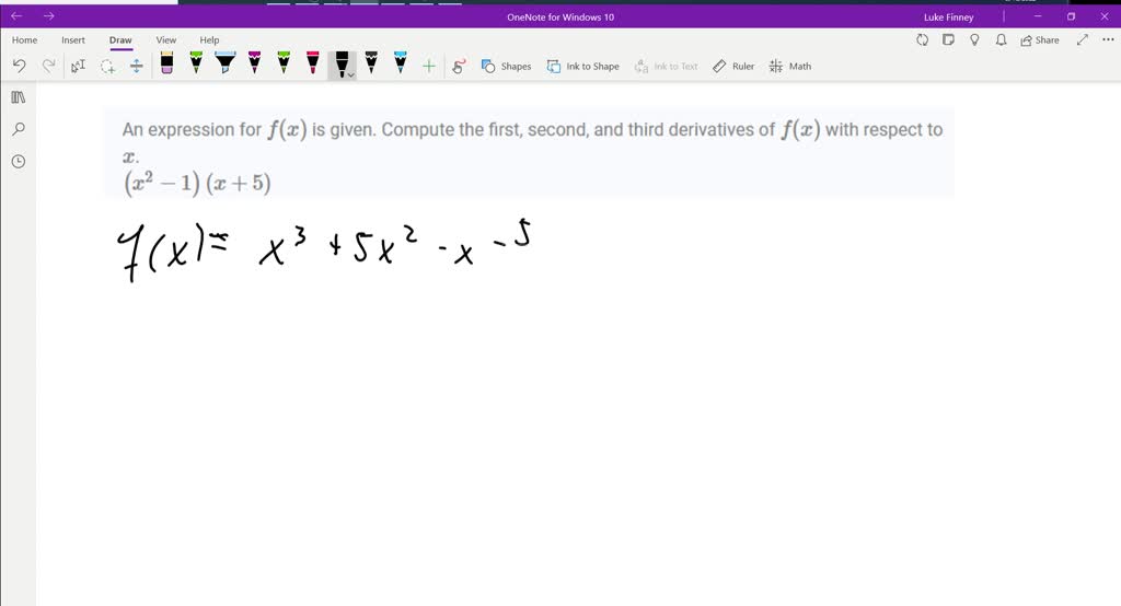 SOLVED:An expression for f(x) is given. Compute the first, second, and ...