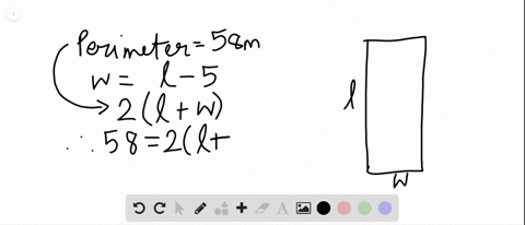 SOLVED:In the following exercises, solve. The perimeter of a rectangle is 58 meters. The width ...