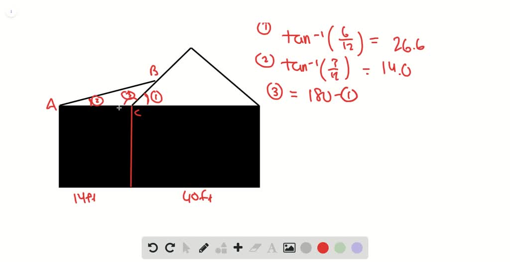 SOLVED:Designing an Addition A 40 -ff-wide house has a roof with a 6-12 ...