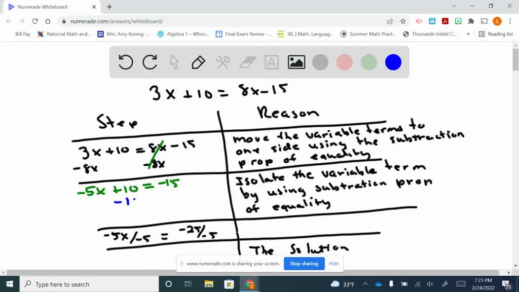 SOLVED:Complete the table by filling in the missing algebraic steps to ...