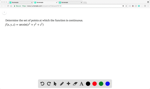 SOLVED:Determine the set of points at which the function is continuous ...