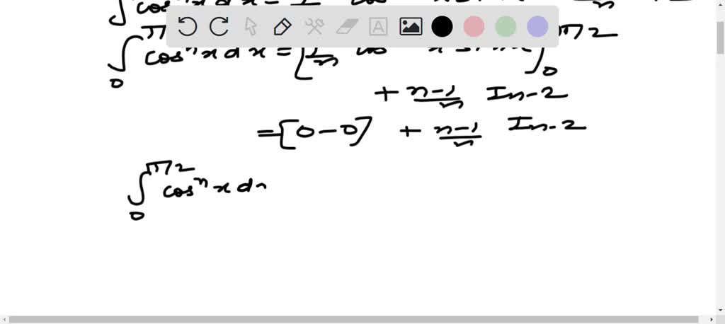 SOLVED:Determine a reduction formula for \int_{0}^{\frac{\pi}{2}} \cos ^{n} x \mathrm{~d} x and ...
