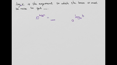 SOLVED:logx is the exponent to which the base 10 must be raised to get ...