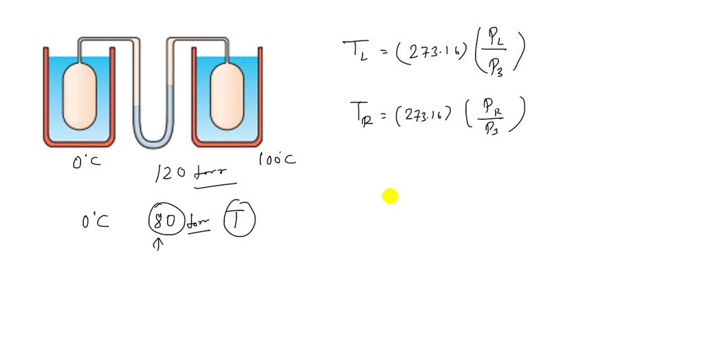 A gas thermometer is constructed of two gas-containing bulbs, each in a ...