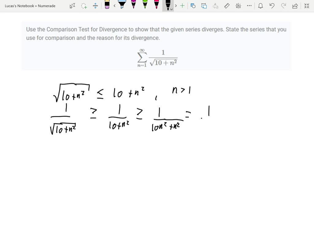 SOLVED: Use the Comparison Test for Divergence to show that the given ...