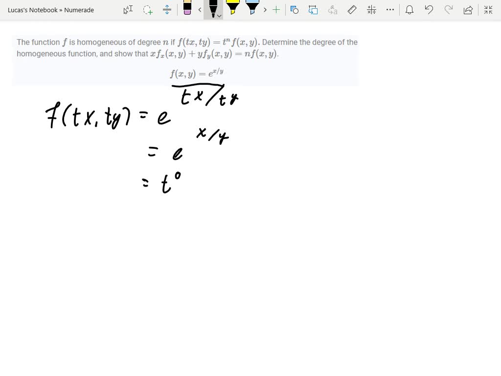 A function f of two variables is homogeneous of degree n if for any ...