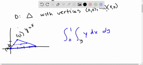 SOLVED:Evaluate the double integral. ∬D y d A, D is the triangular ...