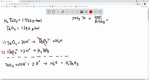 SOLVED:Consider the two-step process for the formation of tellurous ...