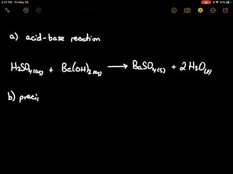 SOLVED:Explain how you could prepare barium sulfate by (a) an acid-base ...