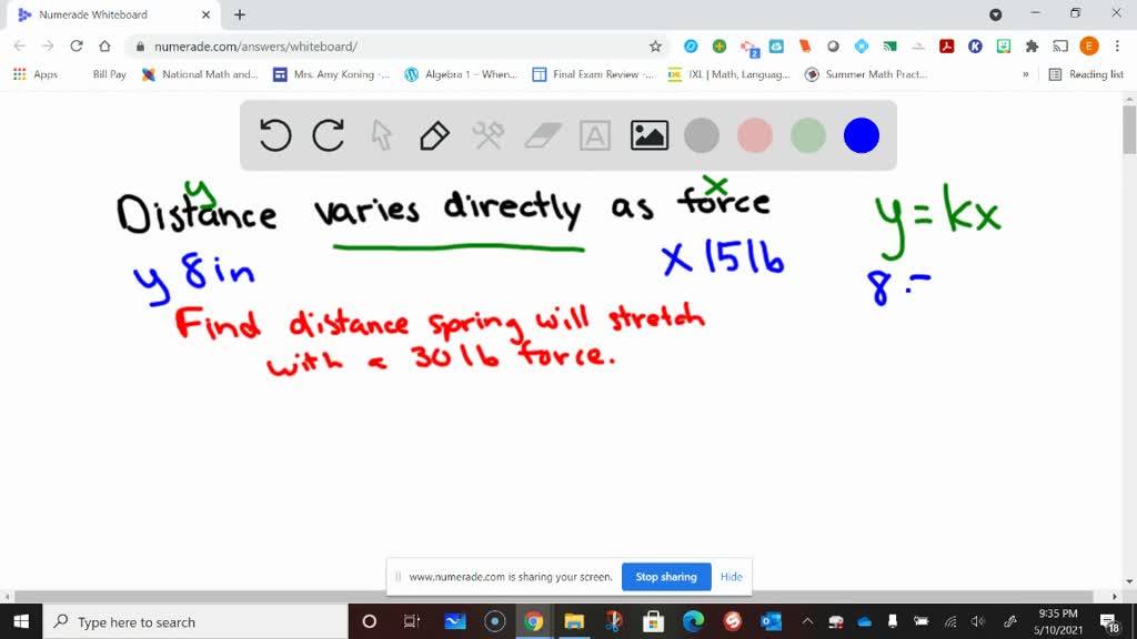 SOLVED:Hooke's law for an elastic spring states that the distance a ...