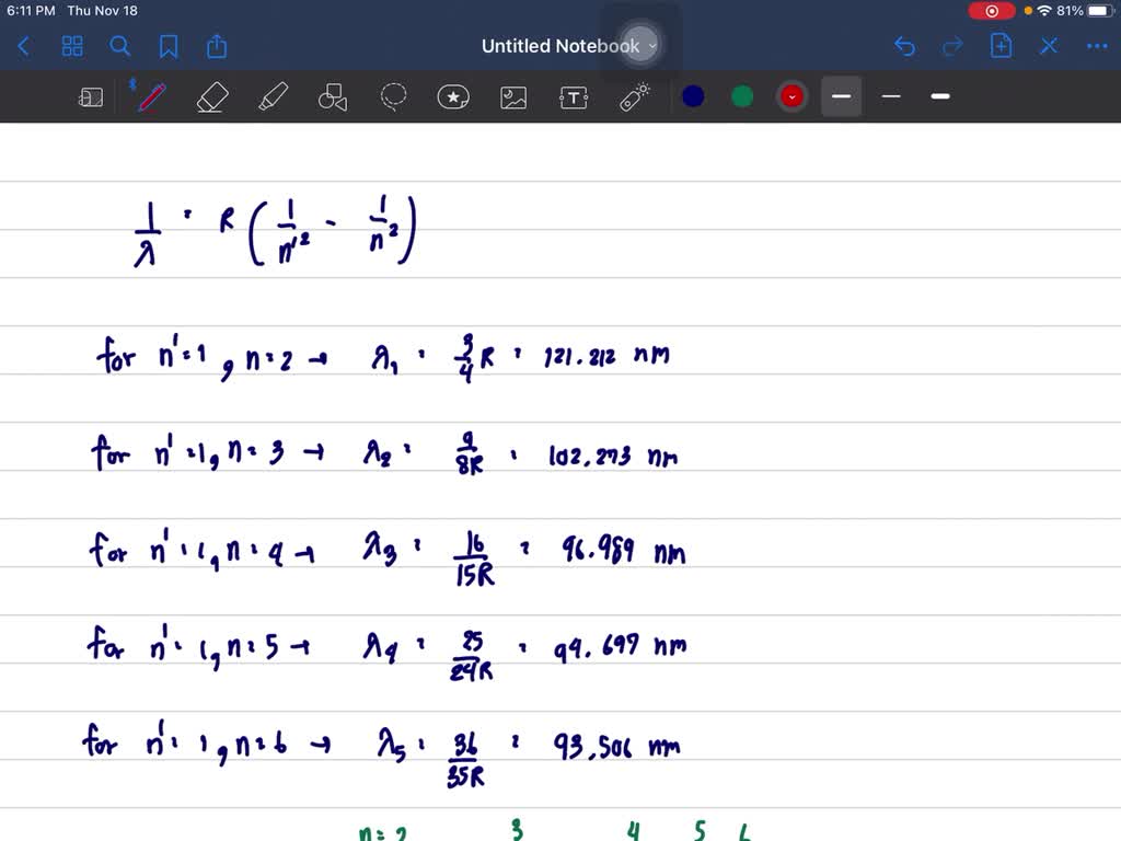 SOLVED:- The spectral lines of atomic hydrogen are given by the Rydberg ...