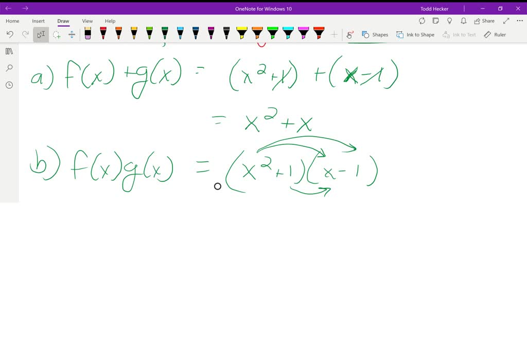 SOLVED:find (a) f(x)+g(x),(b) f(x) ·g(x),(c) f(x) / g(x),(d) f(g(x)), and (e) g(f(x)), if ...
