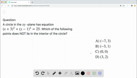 ⏩SOLVED:A circle in the x y -plane has equation (x+3)^2+(y-1)^2=25 .… | Numerade