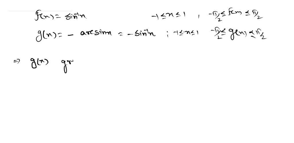 SOLVED:Compare the graph of the function with the graph of f(x)=arcsinx g(x)=-arcsinx