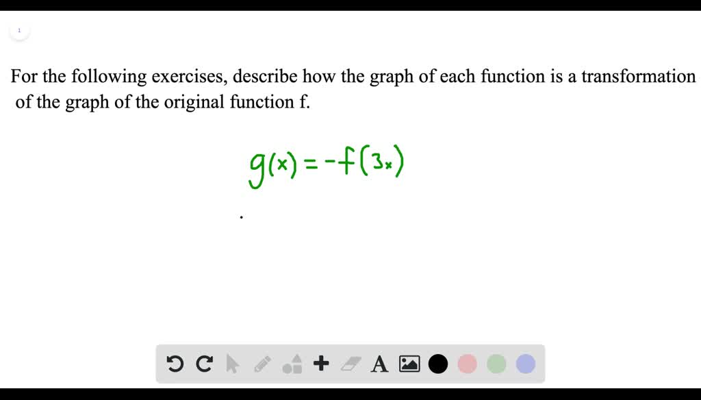 SOLVED:For the following exercises, describe how the graph of each function is a transformation ...