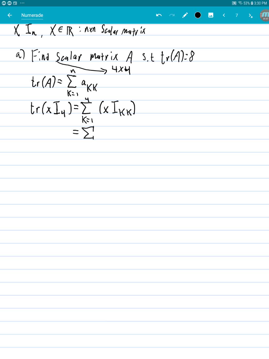 SOLVED:A matrix that is a scalar multiple of In is called an n ×n ...