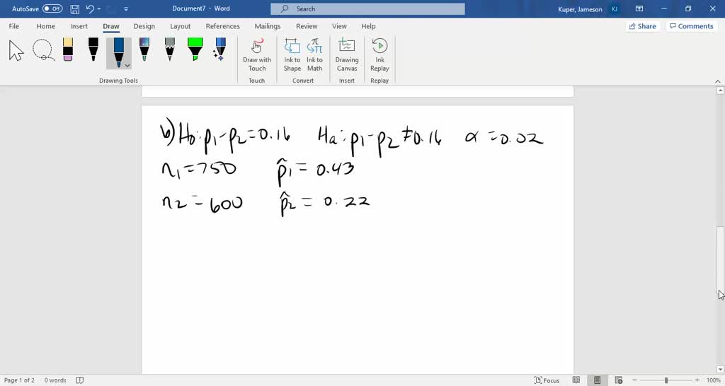 SOLVED:Perform the test of hypotheses indicated, using the data given ...