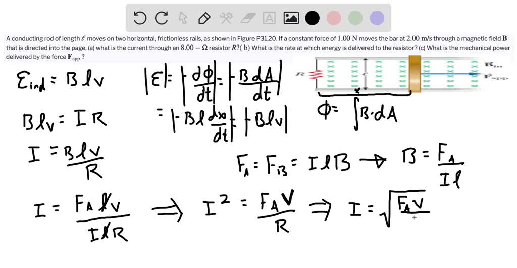 A conducting rod of length ℓmoves on two horizontal, frictionless rails, as shown in Figure P31 ...