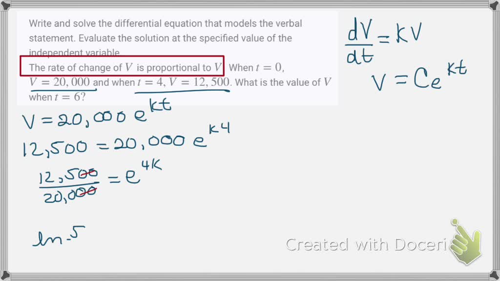 SOLVED:Write and solve the differential equation that models the verbal ...