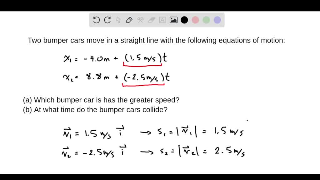 SOLVED:Think & Calculate Two bumper cars move in a straight line with ...