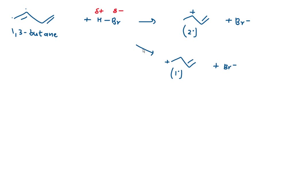 When 1,3-butadiene reacts with 1 mol of HBr, two isolable products ...