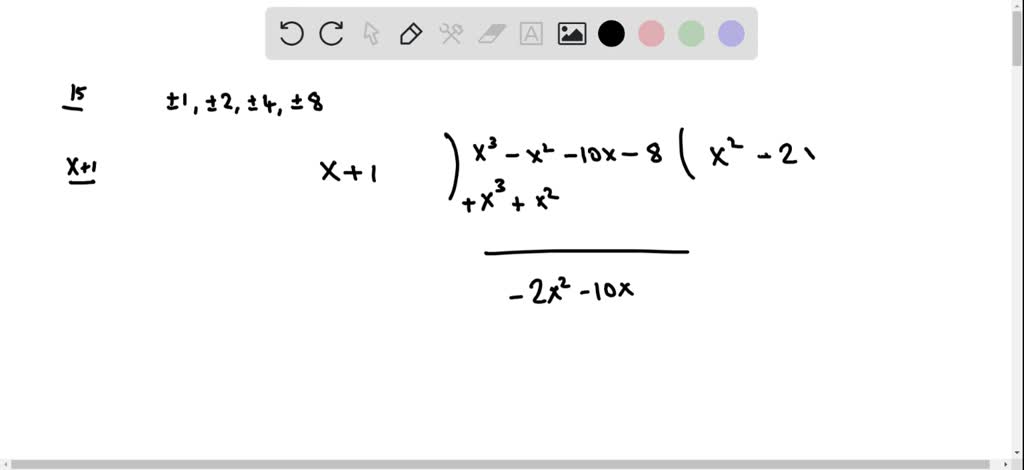 SOLVED:Find all solutions of the equation. x^3-x^2-10 x-8=0 SOLVED:Find all solutions of the equation. x^3-x^2-10 x-8=0