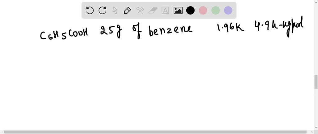 SOLVED:A quantity of 2 g of C6 H5 COOH dissolved in 25 g of benzene shows a depression in ...