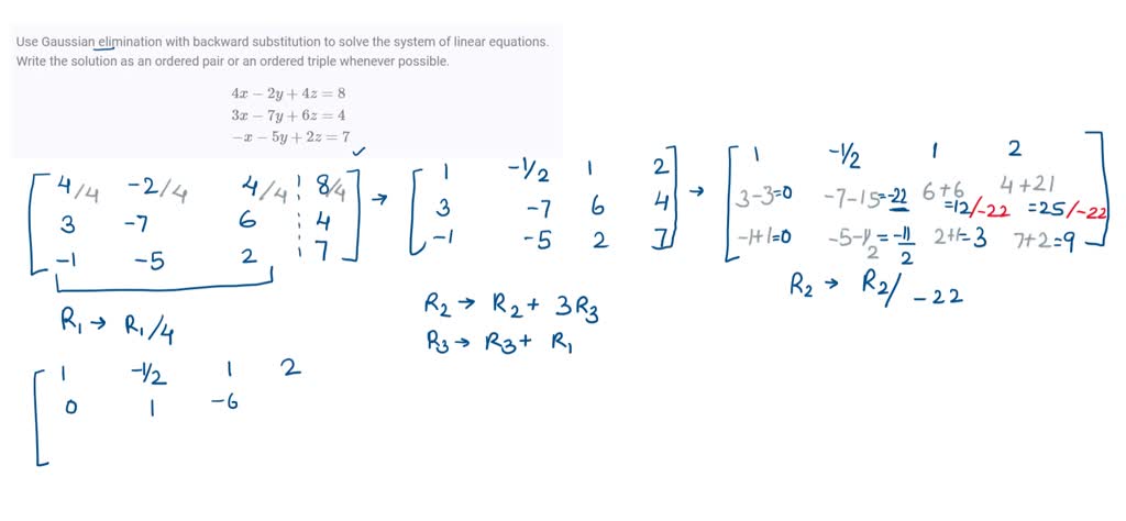 Checking Symbolic Skills Use Gaussian elimination with backward ...